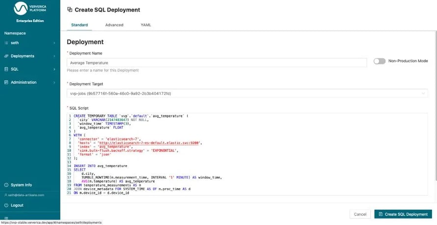 Data Pipelines with Flink SQL on Ververica Platform